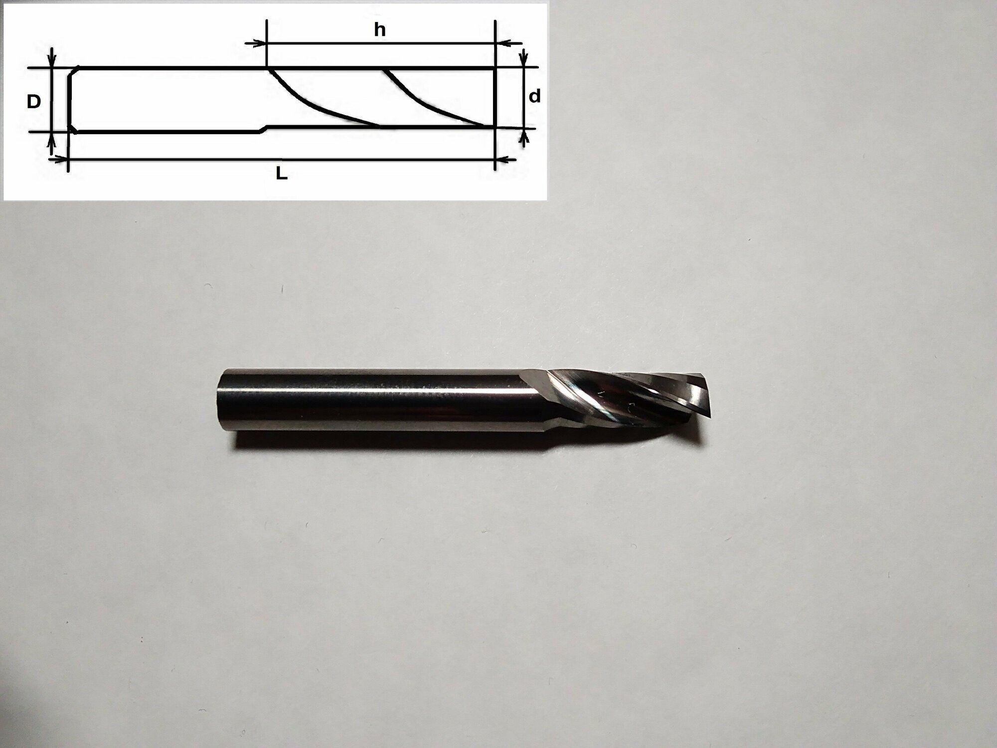 Фреза спиральная однозаходная DL612, d-6.0/ h-12/ D-6/ L-45. X series для чпу станка