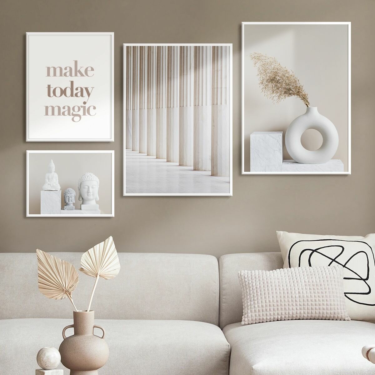 Набор постеров 4 шт "Будда в светлых тонах" плакат для интерьера, картина на стену