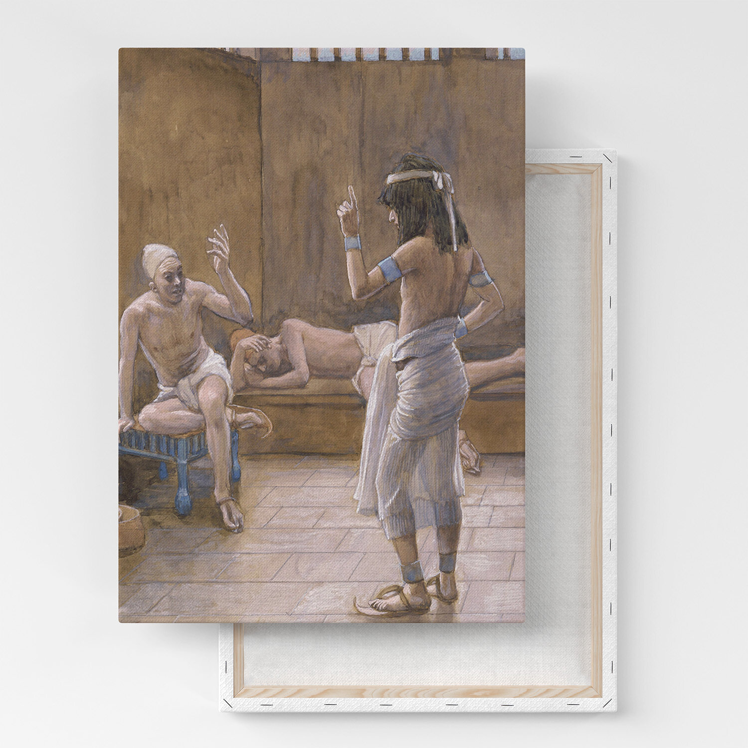 Картина на холсте, репродукция / Джеймс Тиссо - Joseph Interpreteth the Dreams While / Размер 60 x 80 см