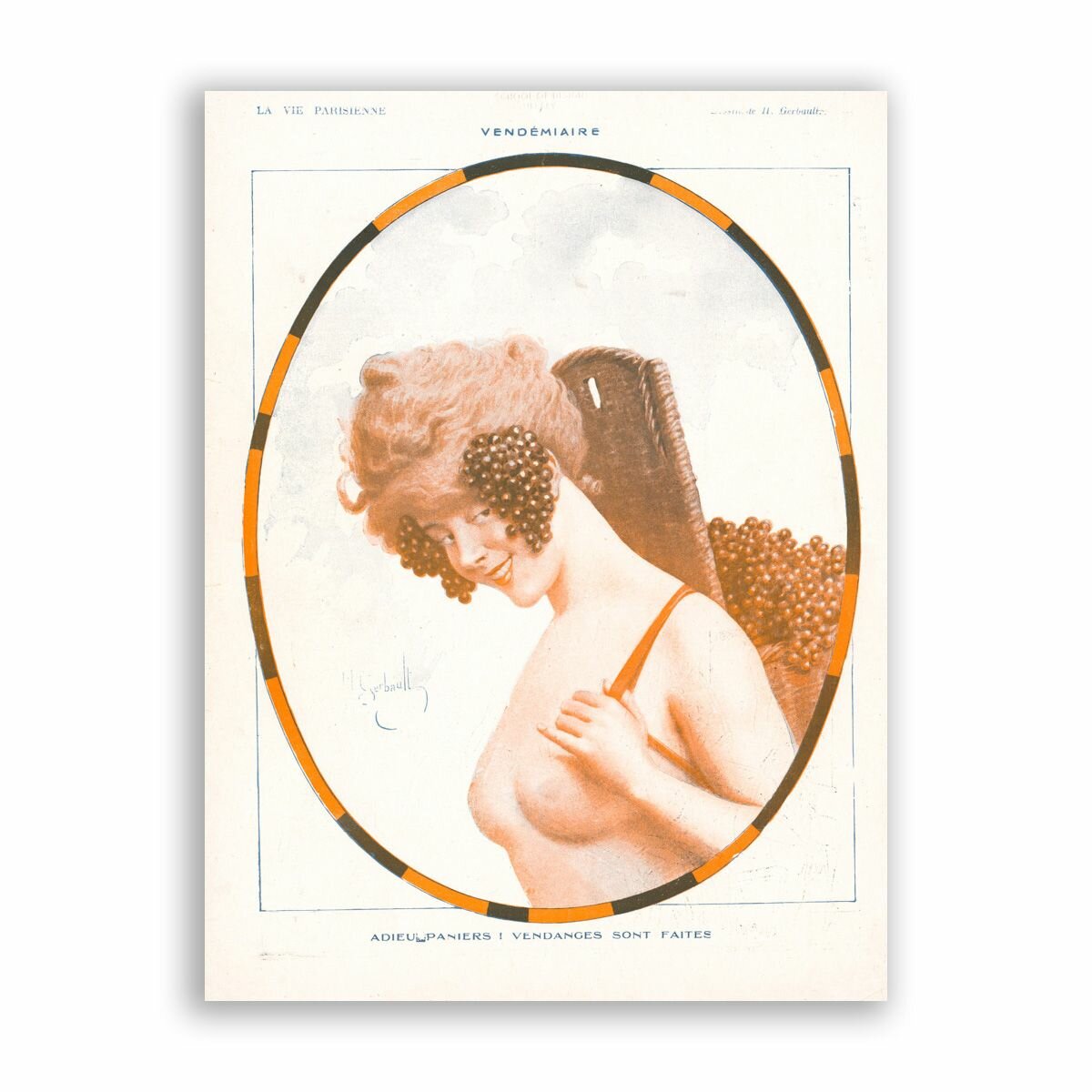 Постер на бумаге в стиле Пин-ап / La Vie Parisienne - Vendemiaire / Размер 30 x 40 см
