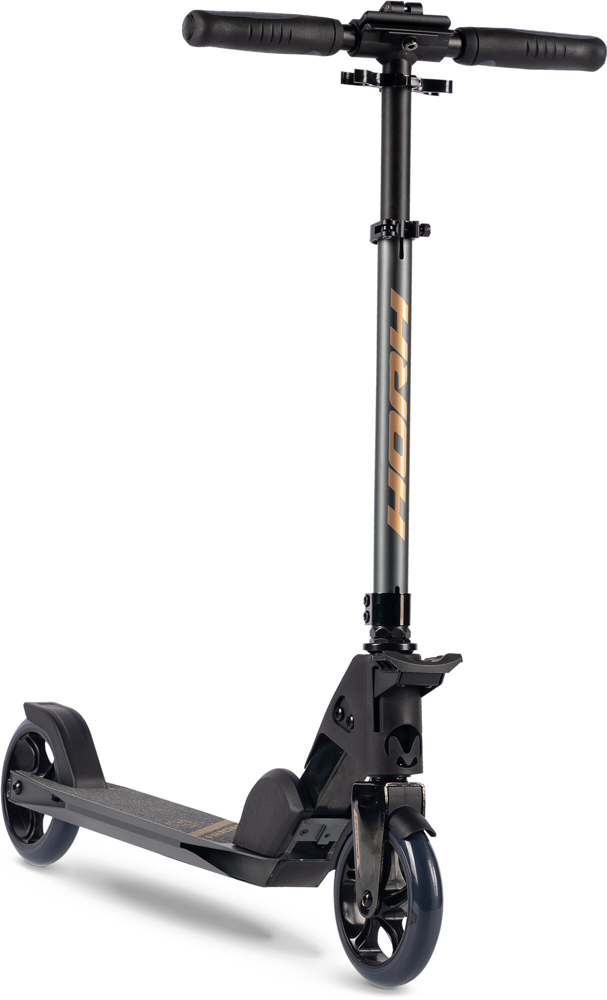 Самокат Horh Mystery 145 (2024) городской для детей из алюминиевого сплава с регулируемым рулем, складной, ножной тормоз, подшипники класса abec 7, черный цвет