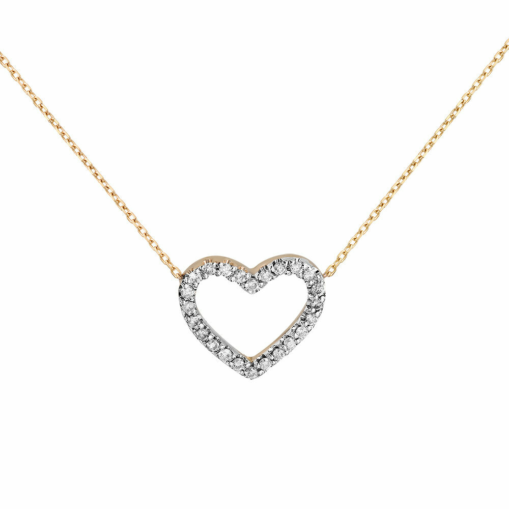 Колье, белое золото, 585 проба, золочение, металл, бриллиант