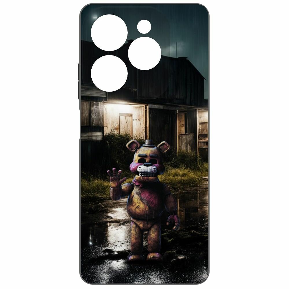 Чехол-накладка Krutoff Soft Case фнаф (FNAF) - Фредди под дождем для INFINIX Hot 40i черный