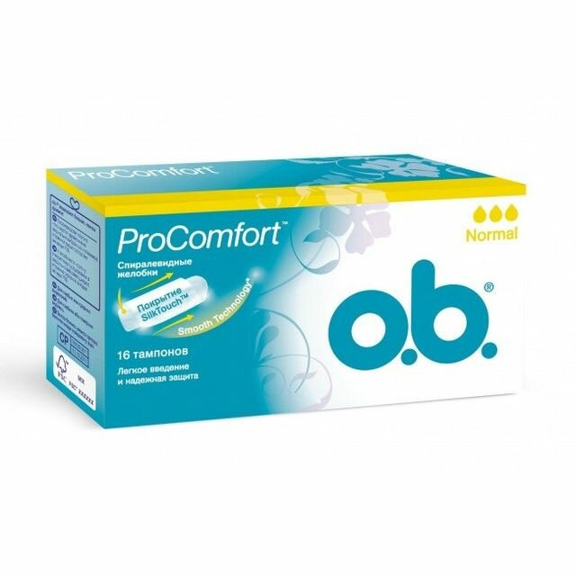 Тампоны o.b. Comfort нормал, 16 шт, с покрытием Silktouch (7962317)