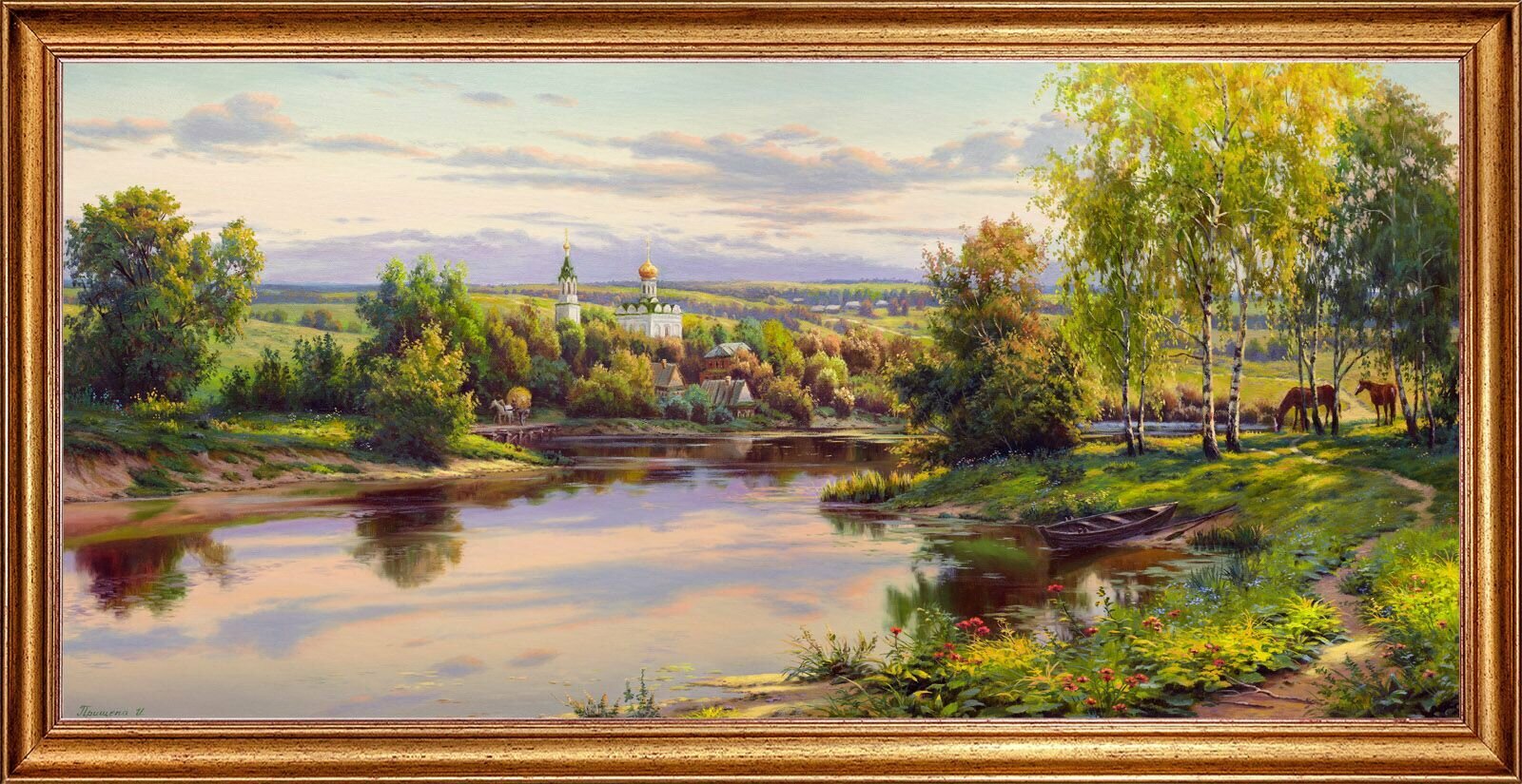 Картина "Вечер", 33х70 см, художник - Прищепа Игорь, оформлена в багет, Арт. ПИ23-33х70