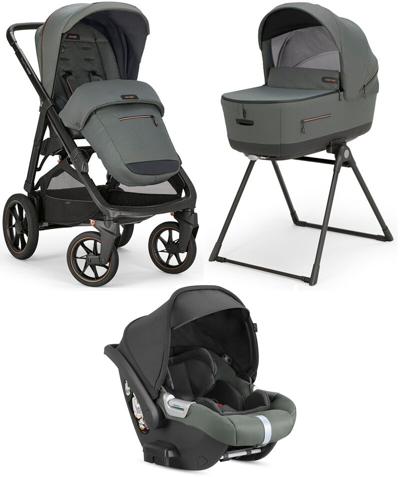 Коляска для новорожденных 3 в 1 Inglesina Aptica XT Taiga Green автокресло Darwin i-Size, детская коляска, зеленая