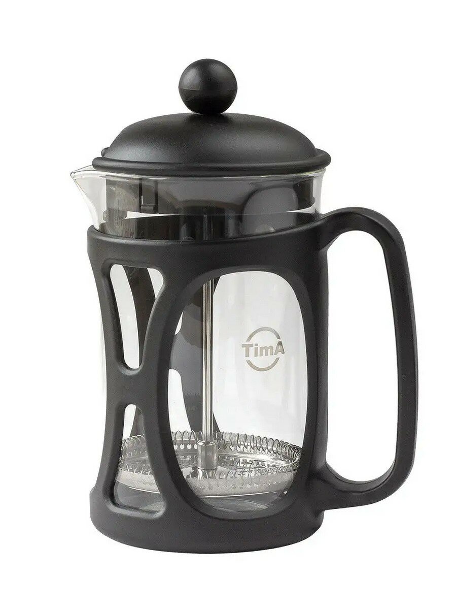 Френч-пресс TimA PM-800 "Маффин" 800 мл. Пластиковая крышка и корпус, боросиликатное стекло
