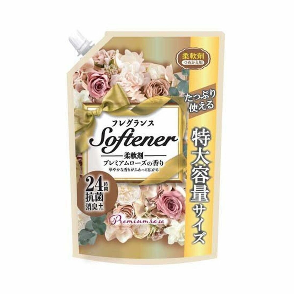 Nihon Detergent Кондиционер для белья "Softener Premium Rose" (с антибактериальным эффектом и богатым ароматом роз) 1080 мл, мягкая упаковка с крышкой