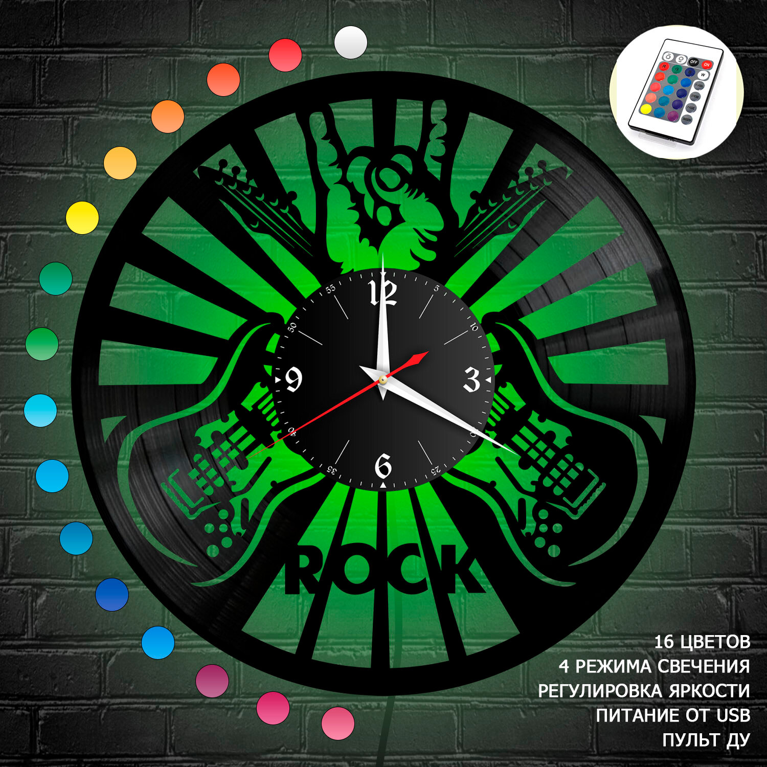Часы с подсветкой Музыка из винила, №20