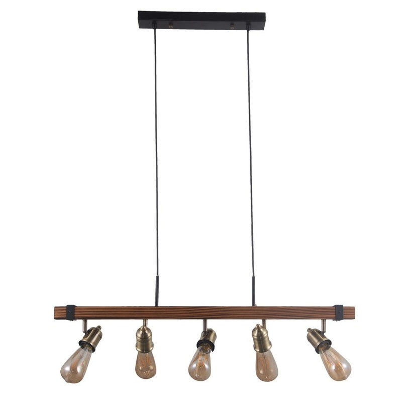 Люстра лофт Omnilux OML-94613-05 Castelluzzo Черный+коричневый E27 40 Вт