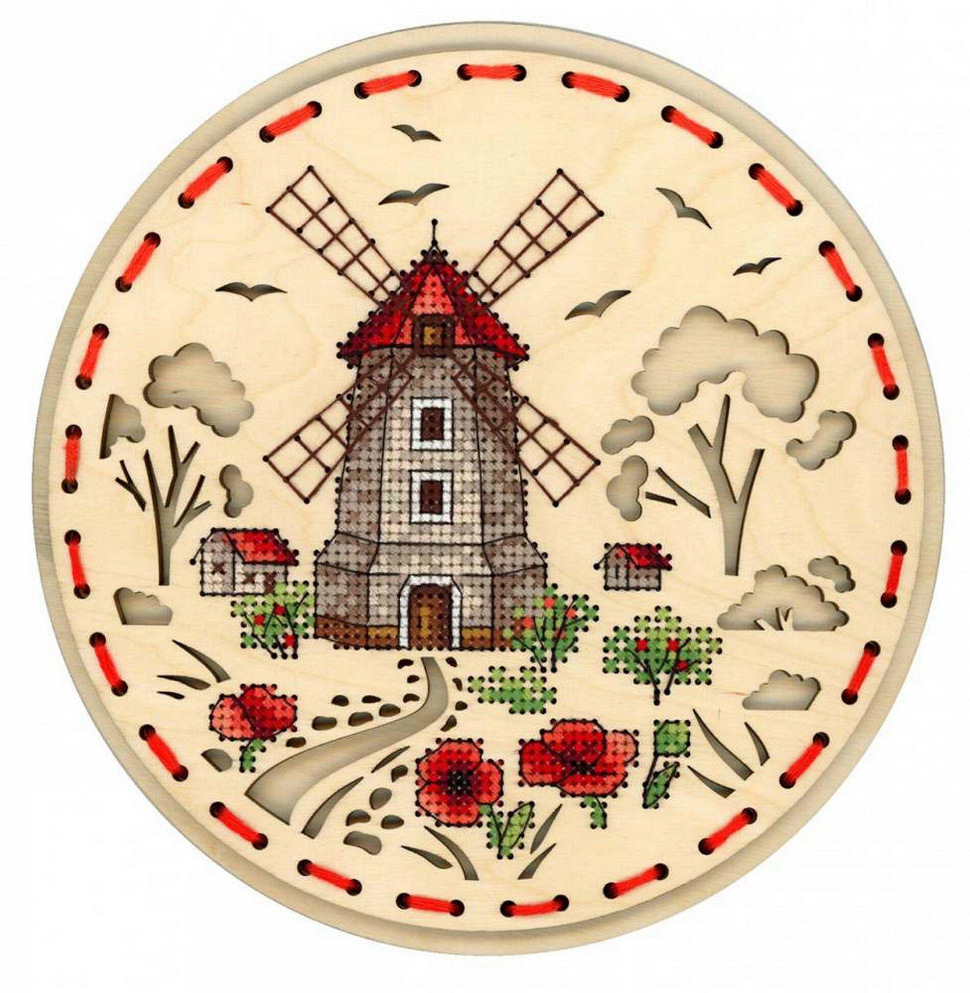 Вышивка Сельская мельница 18x18 см.