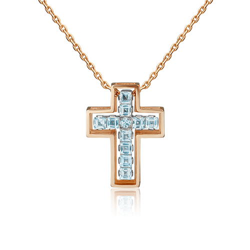 Подвеска, комбинированное золото, 585 проба, топаз