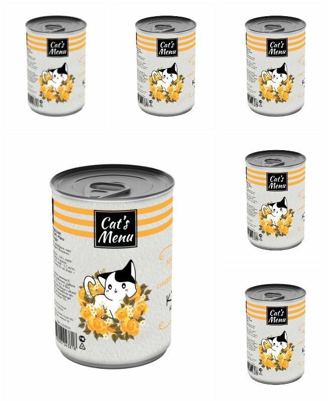 Cat s menu Консервы для взрослых стерилизованных кошек, с курочкой кусочки в соусе, 340 г, 6 шт