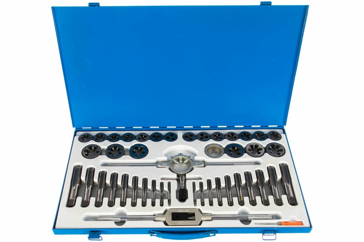 Набор плашек и метчиков из 45 предметов М6-М24, металлический кейс Техносталь t207045