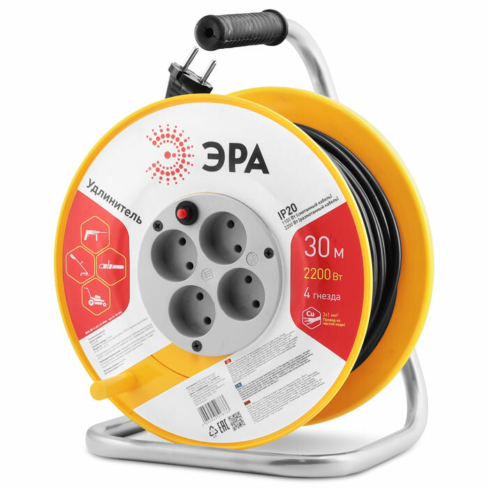 Силовой удлинитель ЭРА RP-4-2x1.0-30m