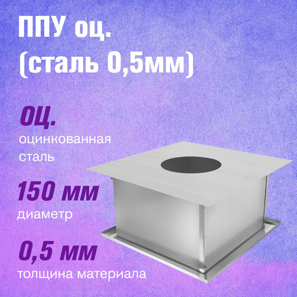 Потолочно-проходной узел ППУ Оцинковка+Нержавейка (AISI 430/0,5мм) (150)