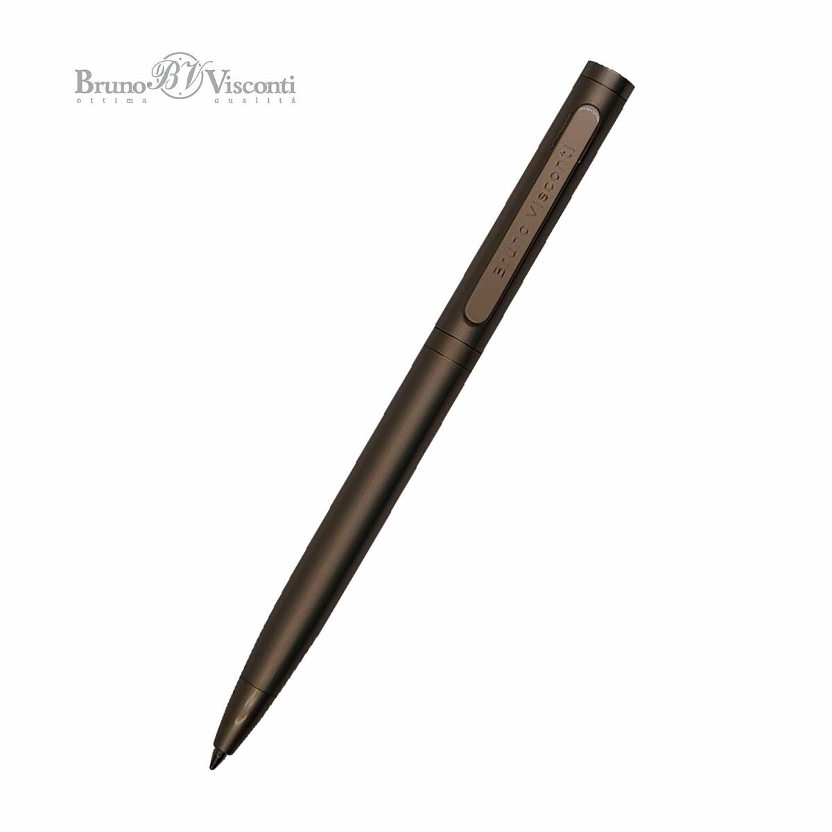 Ручка шариковая автоматическая FIRENZE Bruno Visconti 1мм, корпус коричневый металл, синяя.