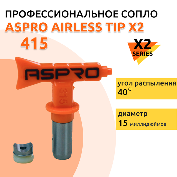 Форсунка ASPRO №415, сталь, для краскопульта, карбид вольфрама, в комплекте седло, реверсивная