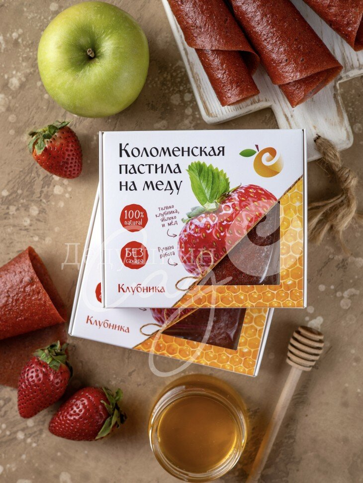 Пастила фруктовая без сахара натуральная Клубника Дедушкин Сад (2 упаковки)