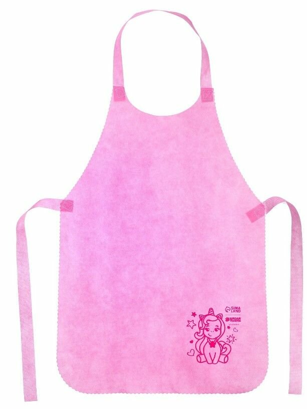Детский фартук для творчества "Единорожка", передник для рисования и лепки, для девочки, цвет розовый, 42х63 см