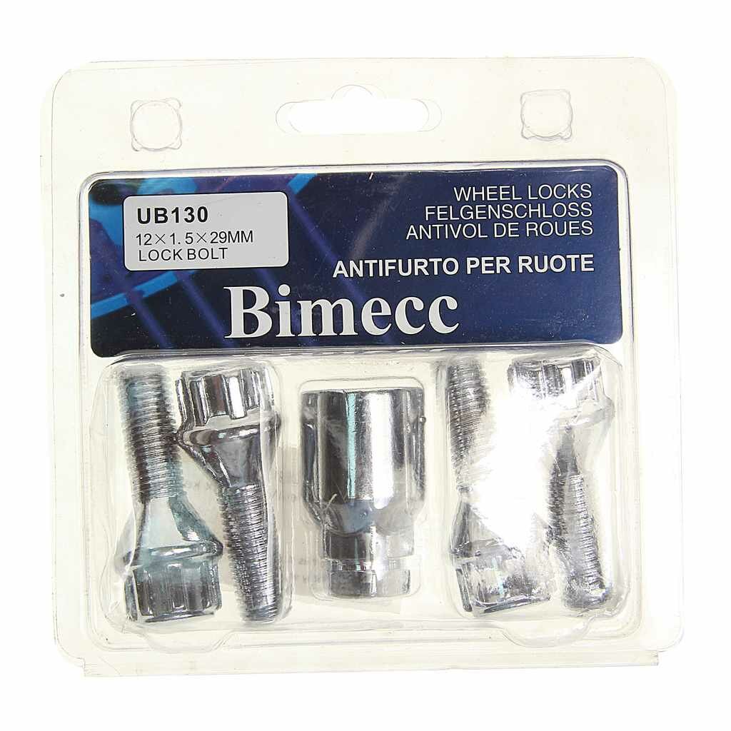 Болт колеса М12х1.5х30 секретки конус комплект 4шт. головка под ключ 17/19мм, UB130, BIMECC