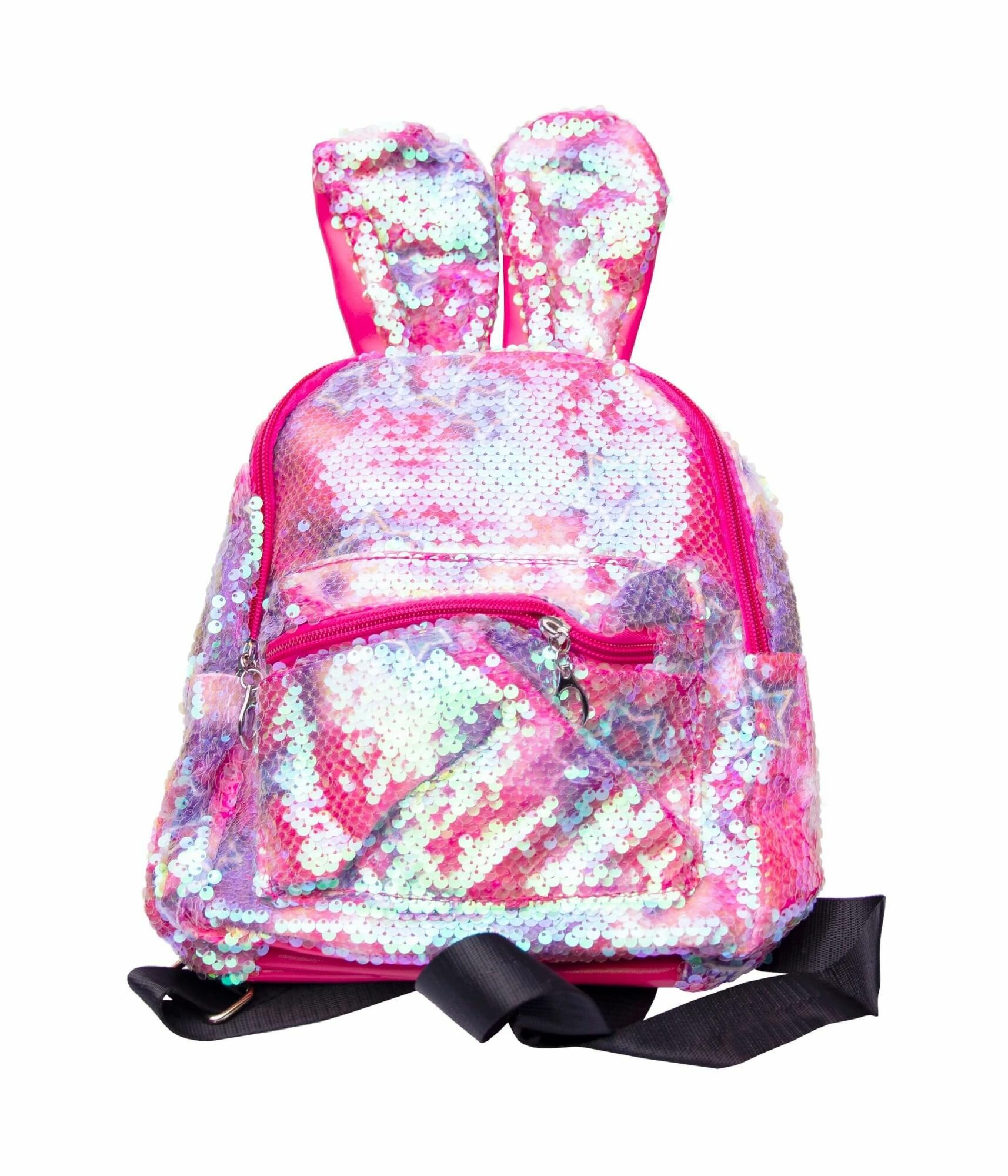 Рюкзак в пайетках с ушками, розово-фиолетовый Pink Rabbit toys Рюкзак в пайетках с ушками, розово-фиолетовый
