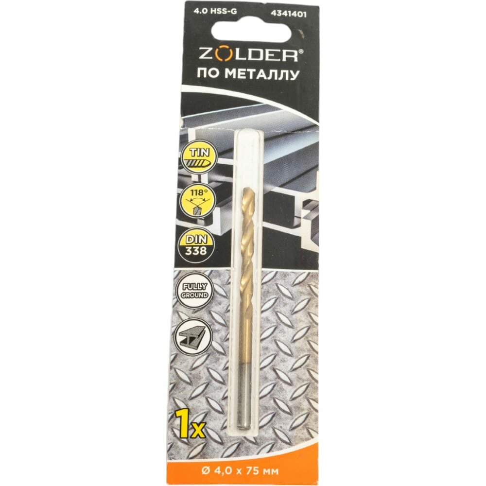 Сверло по металлу HSS-G (4х75 мм; цилиндрический хвостовик) ZOLDER, Не подходит для работы с нержавеющей сталью