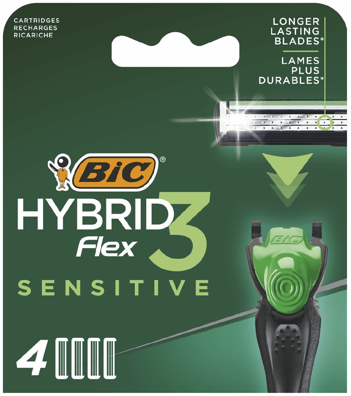 Кассеты сменные для бритвы BIC Флекс Гибрид 3 Сенситив, 4шт x 3 упаковки