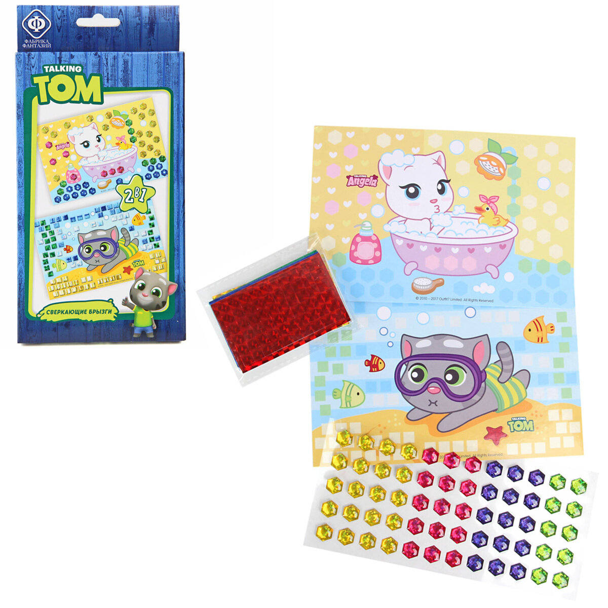 Набор 2в1 Аппликация кристаллами + сверкающая мозаика, Фабрика Фантазий