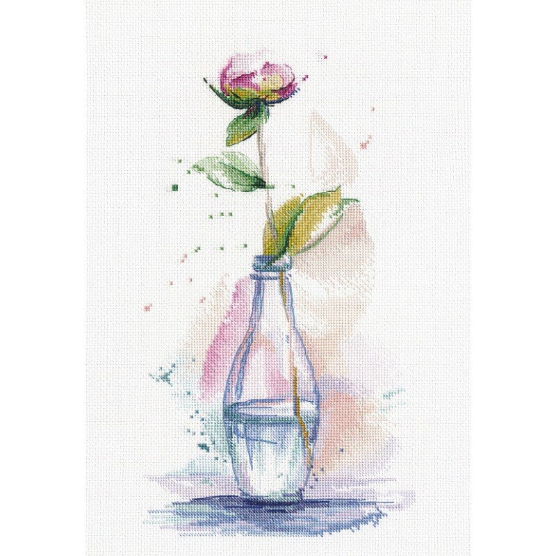 Набор для вышивания Овен #1561 Изящный пион, Счетный крест, 16 x 29 см