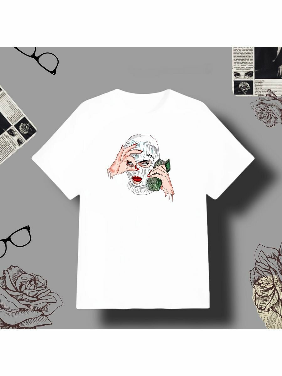 Футболка девушка в балаклаве деньги