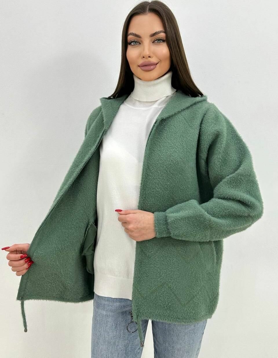Кардиган  из альпаки, мягкая 42-46