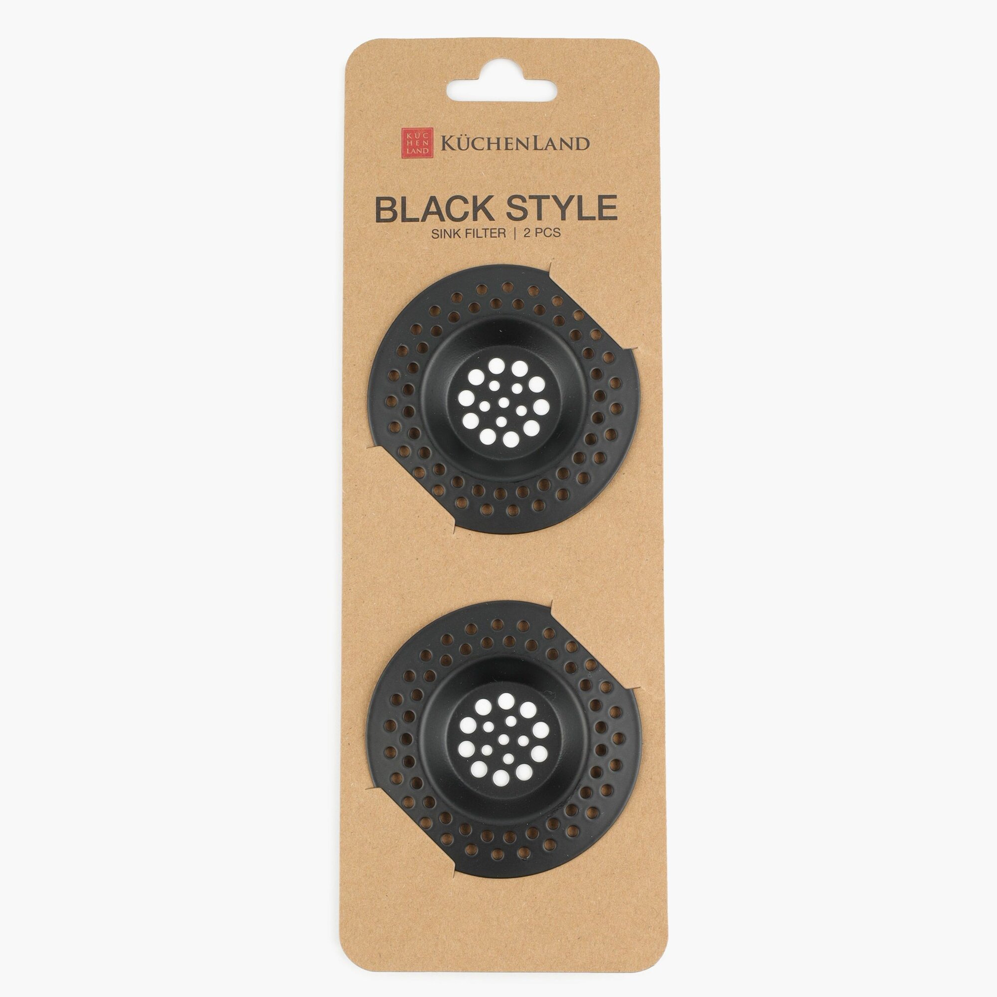 Фильтр для раковины, 7 см, 2 шт, сталь, черный, Black style, Kuchenland
