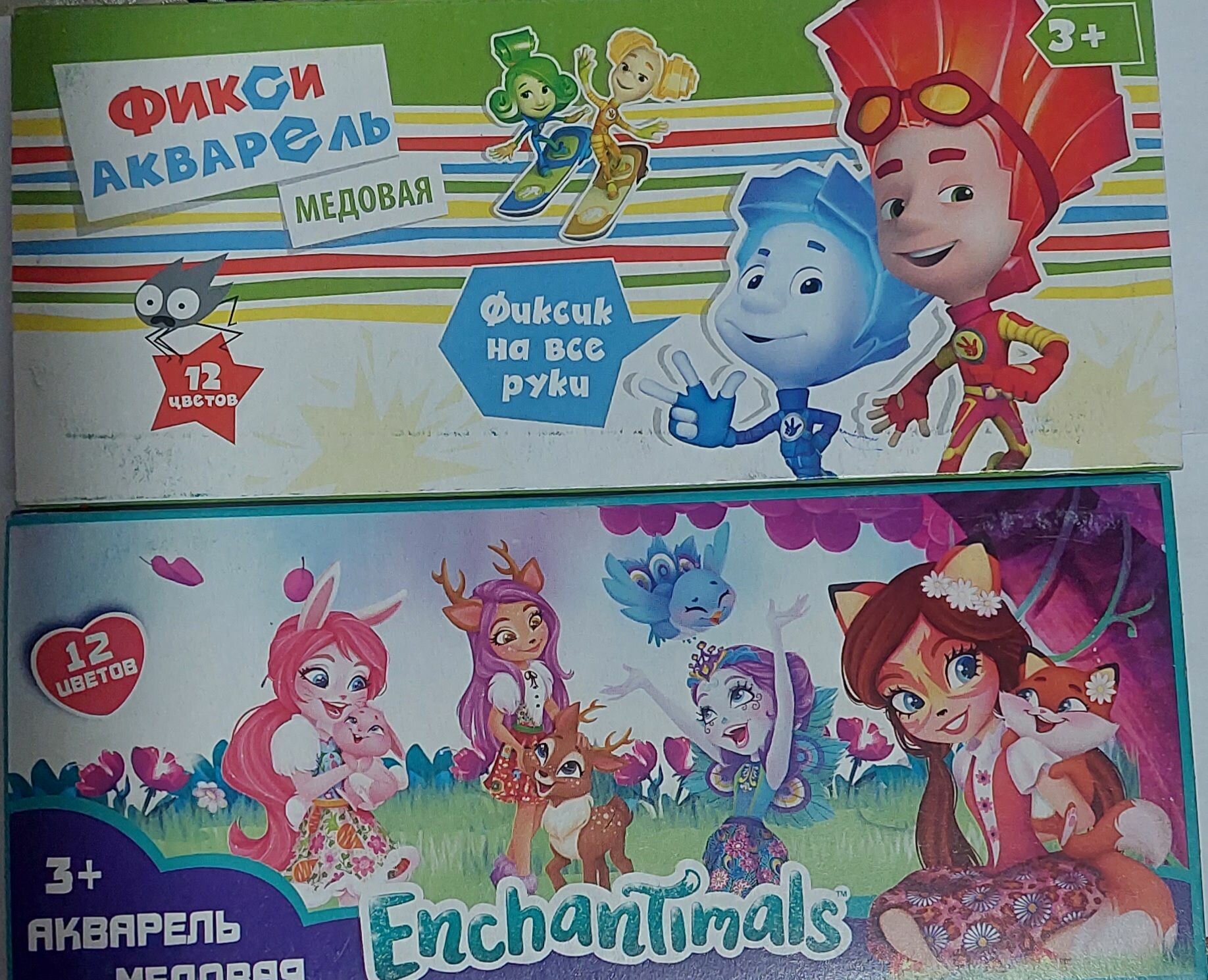 Краски акварельные фикси-акварель, 12 цветов, без кисти