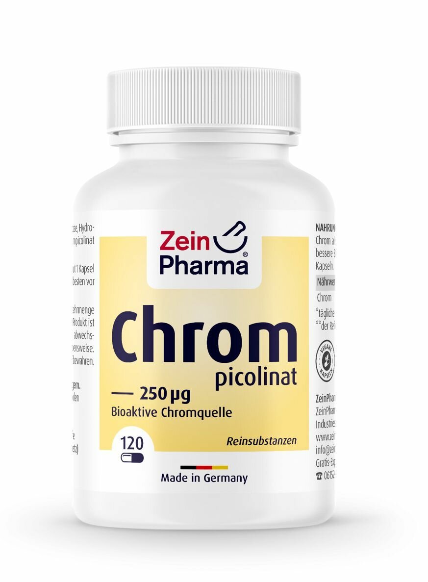 Хром пиколинат ZeinPharma, Германия, 250мг, 120 капсул, без глютена