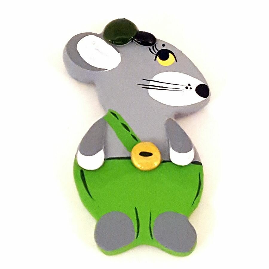 Магнит "Мышь"-4, Ковровская глиняная игрушка, ручная авторская работа