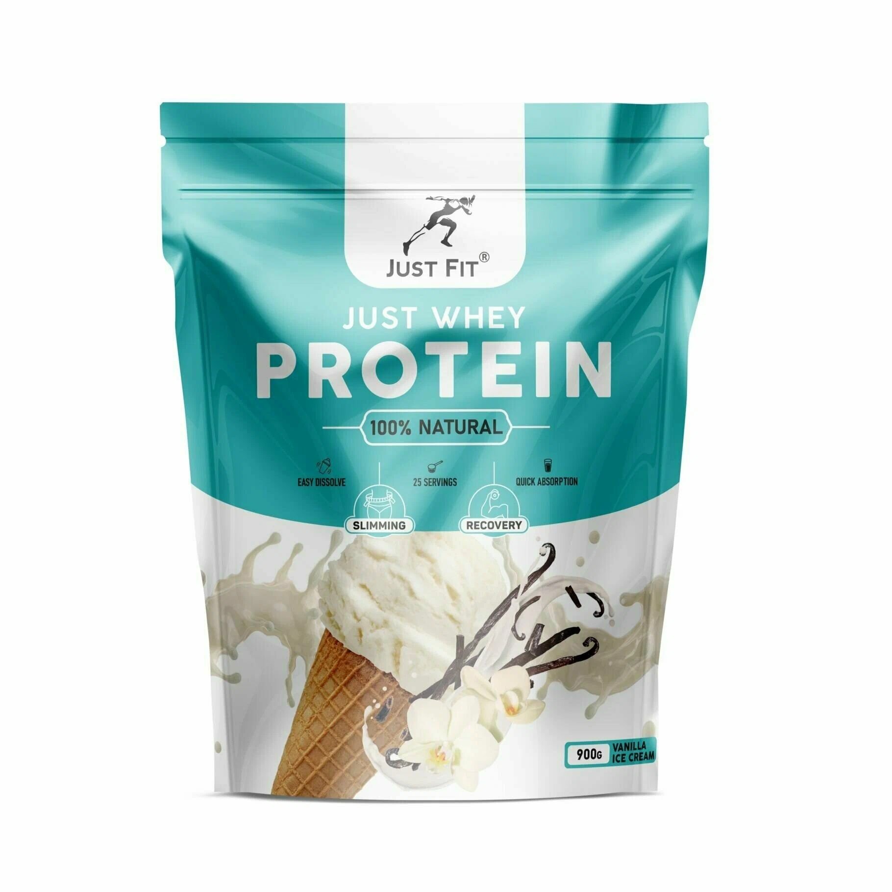 Джаст Фит Джаст Вэй Протеин (Сывороточный белок) / Just Fit Just Whey Protein (900 гр) Ванильное мороженое.