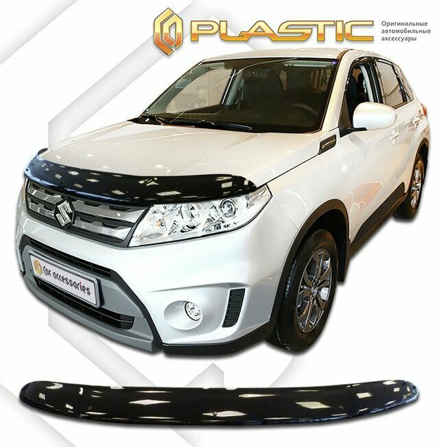 Дефлектор капота Suzuki Vitara IV рынок РФ 2015 2019 Черный глянцевый СА Пластик