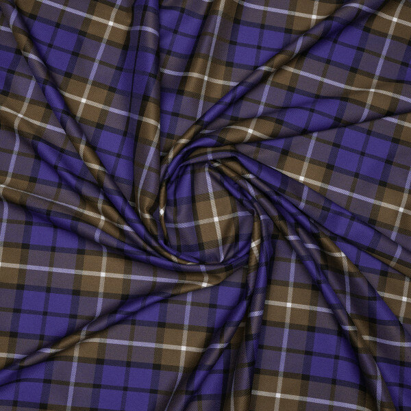 Костюмная ткань Ткани-100, синяя/коричневая, полиэстер 98%, эластан 2%, 1,4 м