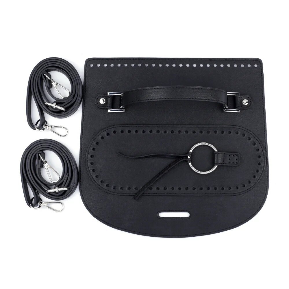 Кожаная сумка ручной работы, рюкзак, набор для самостоятельного изготовления, сумки на плечо, нижний ремень, клапан, ручки для женщин, аксессуары для вязаных крючком сумок Черный, Black