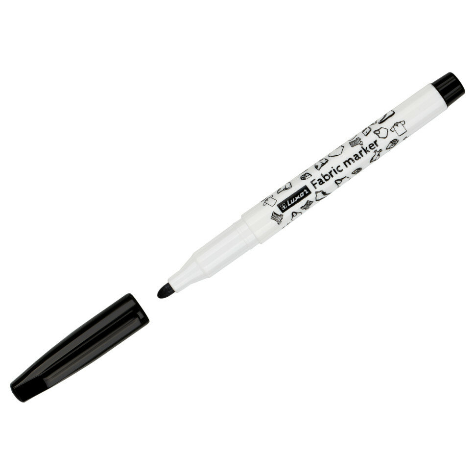 Маркер для ткани Luxor "Fabric" черный, пулевидный, 1-2мм, 12 штук, 361647