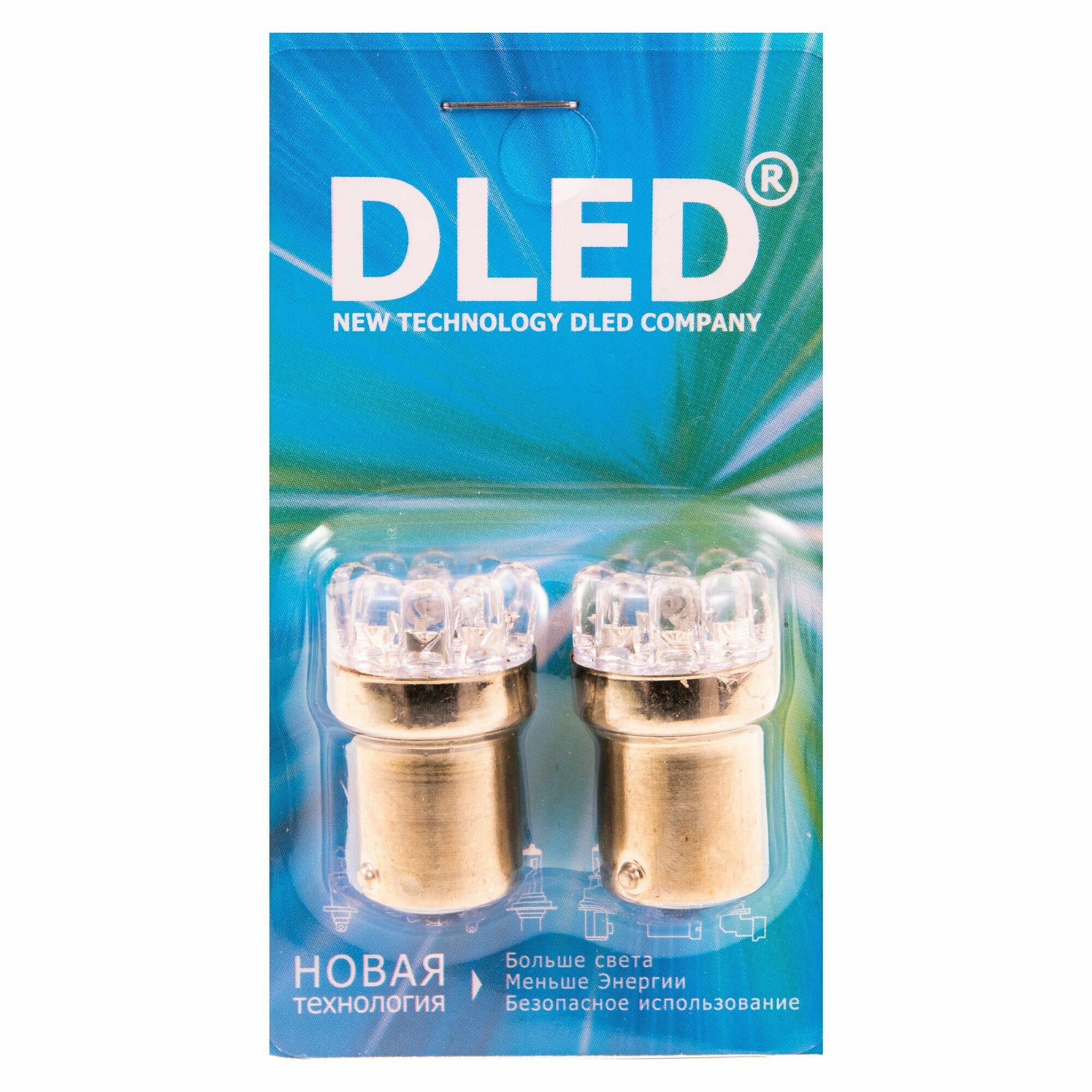 Светодиодная автомобильная лампа P21/5W патрон BAY15d 24V светодиоды 9 Dip-Led бренд DLED цвет свечения Белый - 2шт