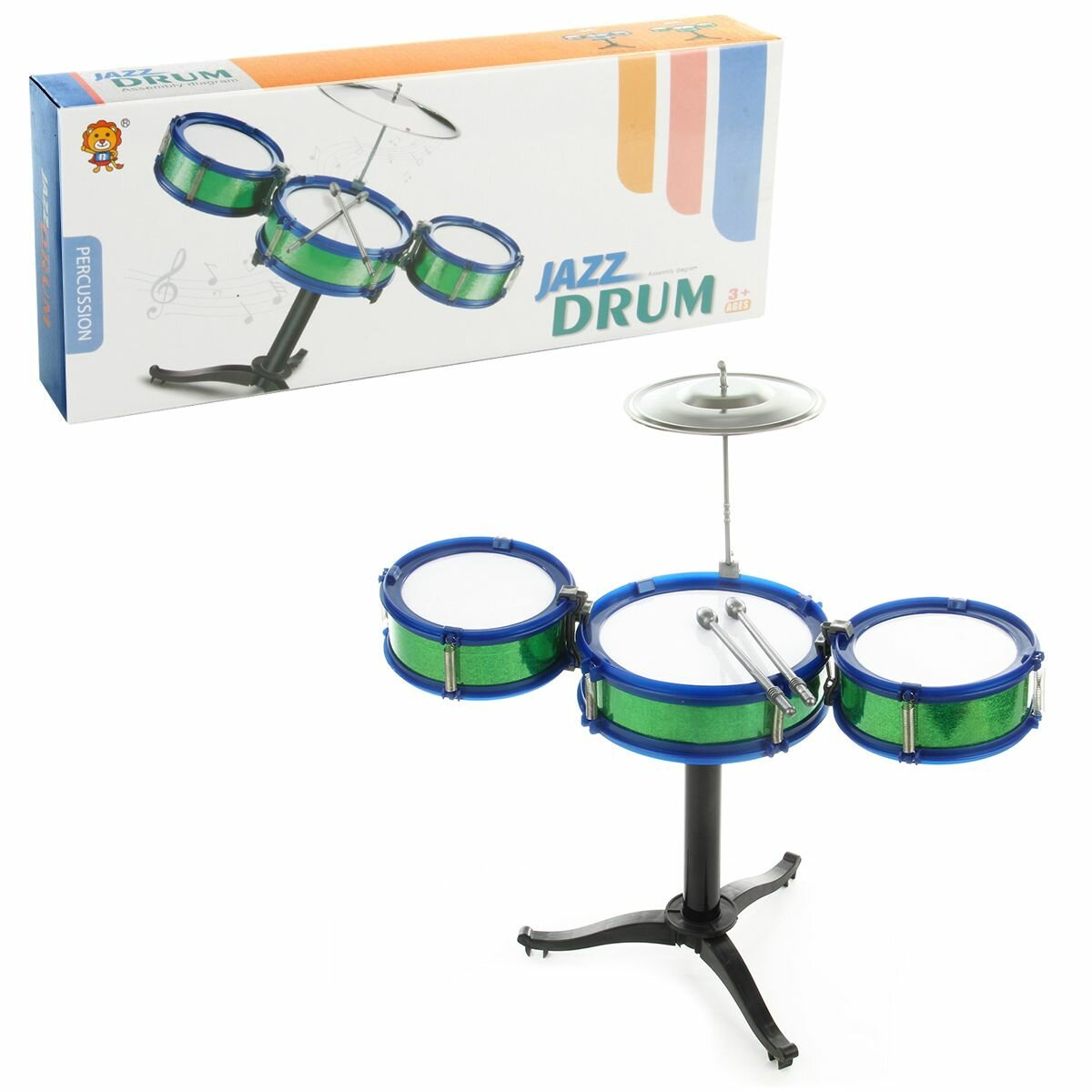 Детская барабанная установка 3 шт, Veld Co / Барабаны для детей, 133268