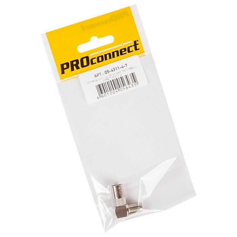 Переход гнездо F - штекер TV угловой (инд. упак.) PROCONNECT 05-4311-4-7