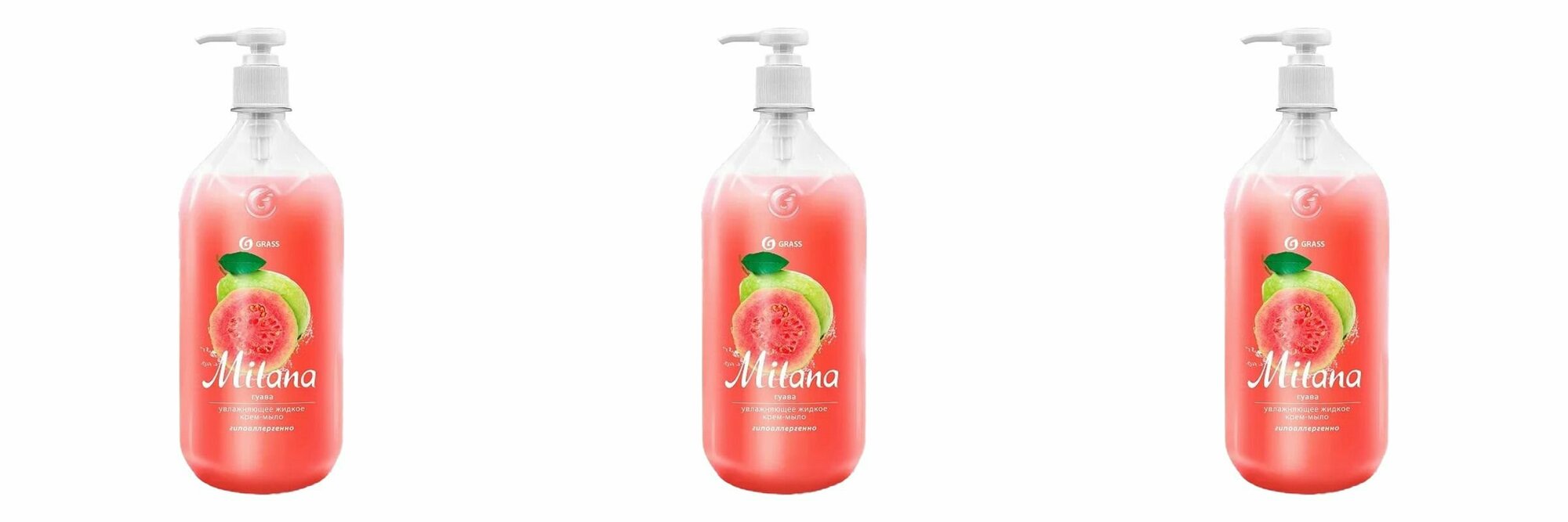 GRASS Жидкое крем-мыло Milana Гуава 1000мл, 3 шт.