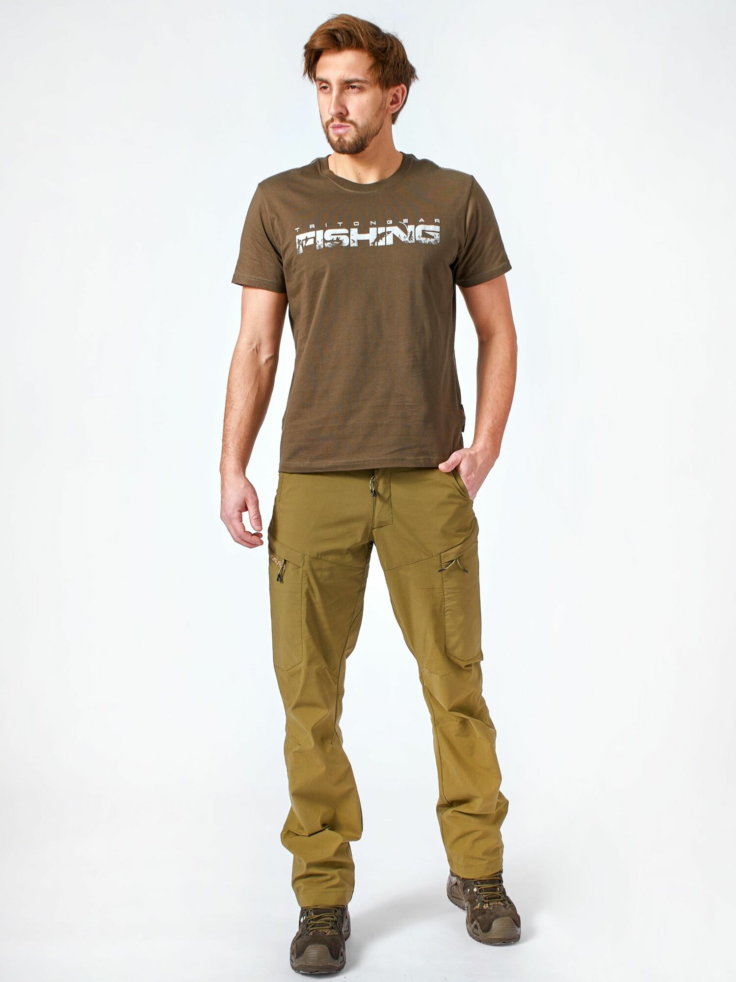 Футболка "FISHING" (Хлопок, Коричневый) TRITONGEAR Размер XXXL (60-62)