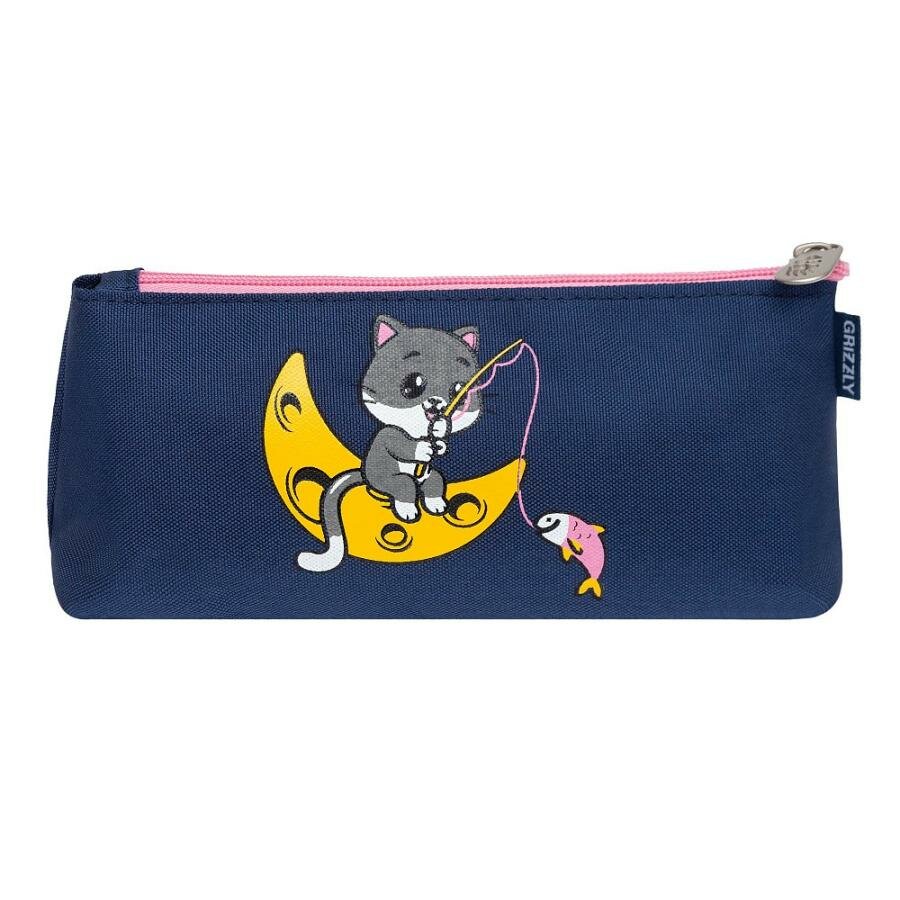 Пенал GRIZZLY с одним отделением , мягкий, для школы, для девочек PL-33-13/1