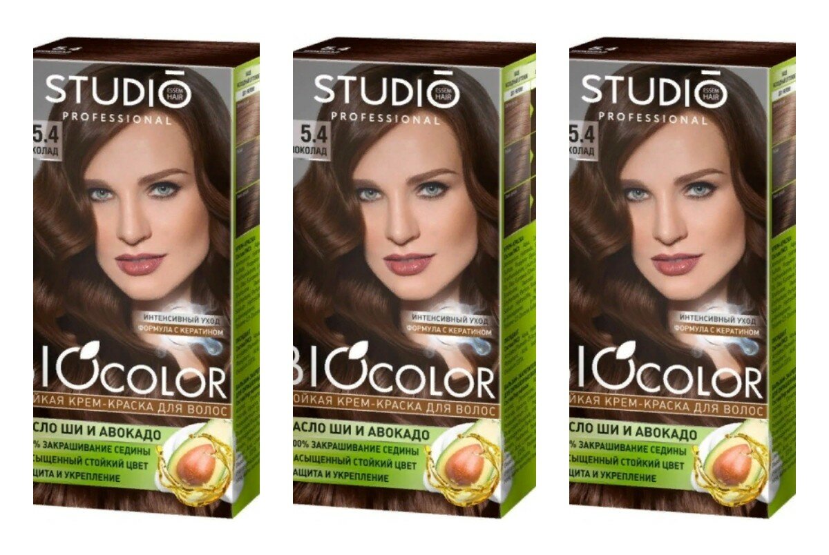 Крем-краска для волос Studio, Professional BioColor, 5.4 шоколад, 115 мл, 3 шт