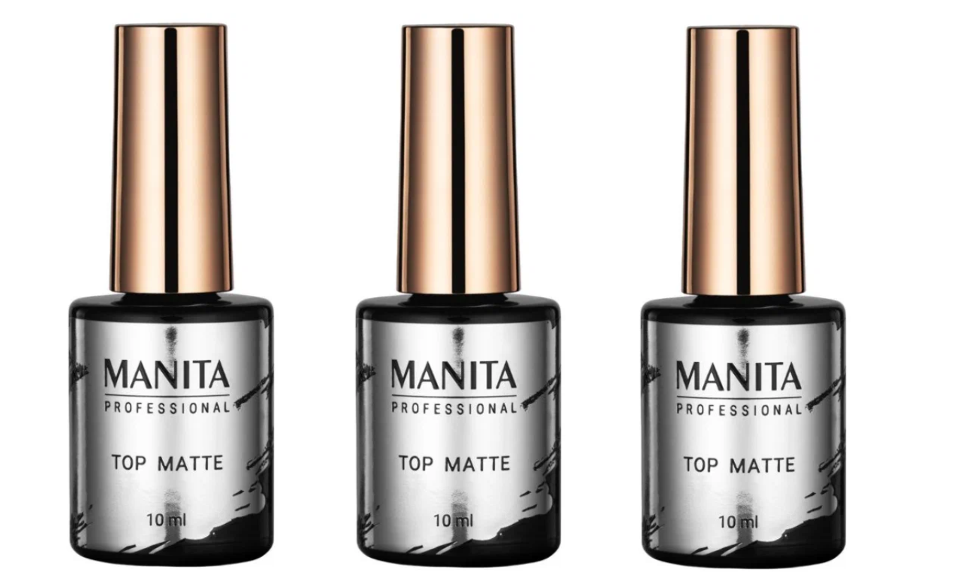 Матовый топ для гель-лака без липкого слоя Manita Professional Matte, 10 мл - 3 штуки