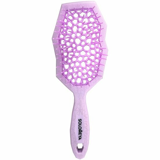 Расческа массажная для сухих и влажных волос Solomeya с широкими зубьями, сиреневая